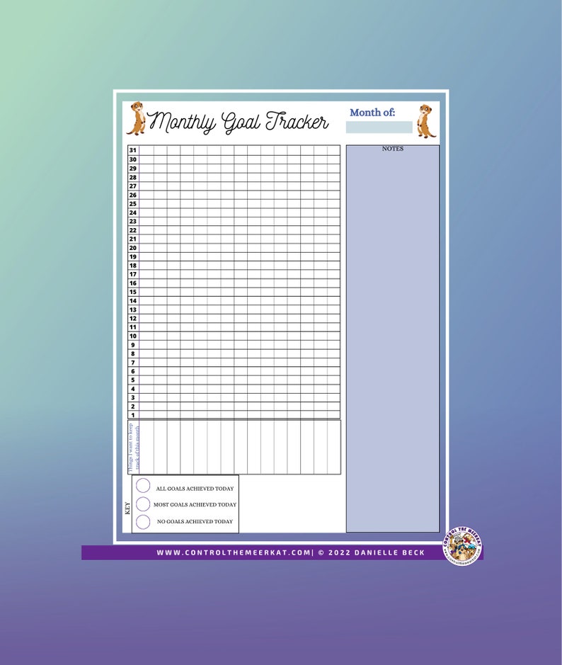 Monthly Goal Tracker Printable - Etsy