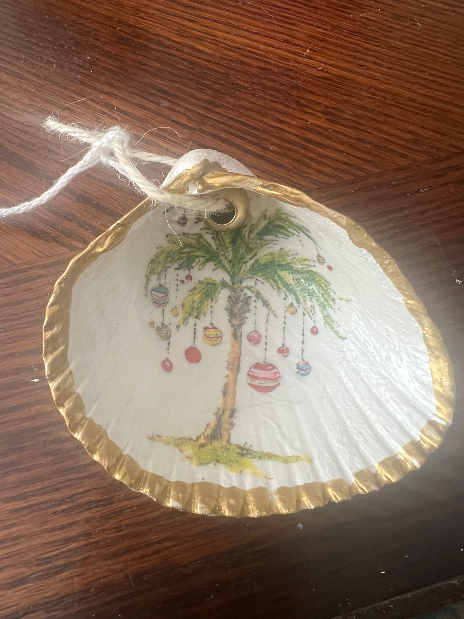 Palm Tree Christmas Ornament. Shell Christmas Ornament, Decoupage ...