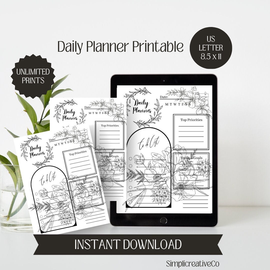 Bohemian Floral Daily Planner Printable,unlimited Prints,daily Planner ...