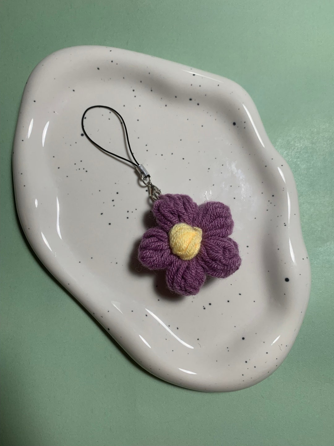 Knitted Flower Phone Strap, Handmade Strap, Phone Accessories, Kitsch ...