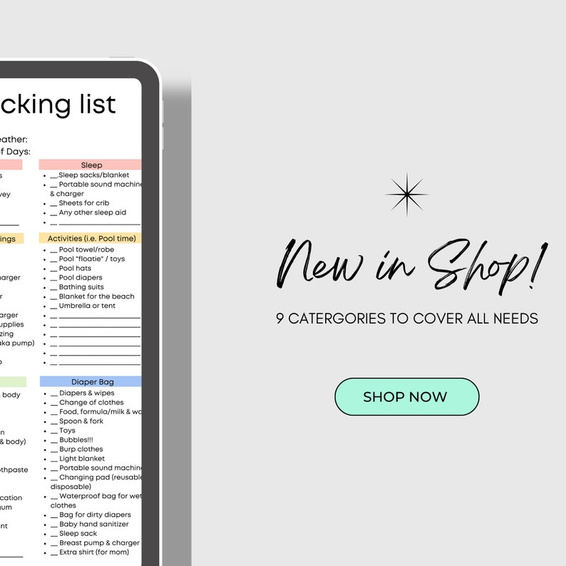 Toddler/baby Packing List Template, Travel Packing List, Baby Packing ...