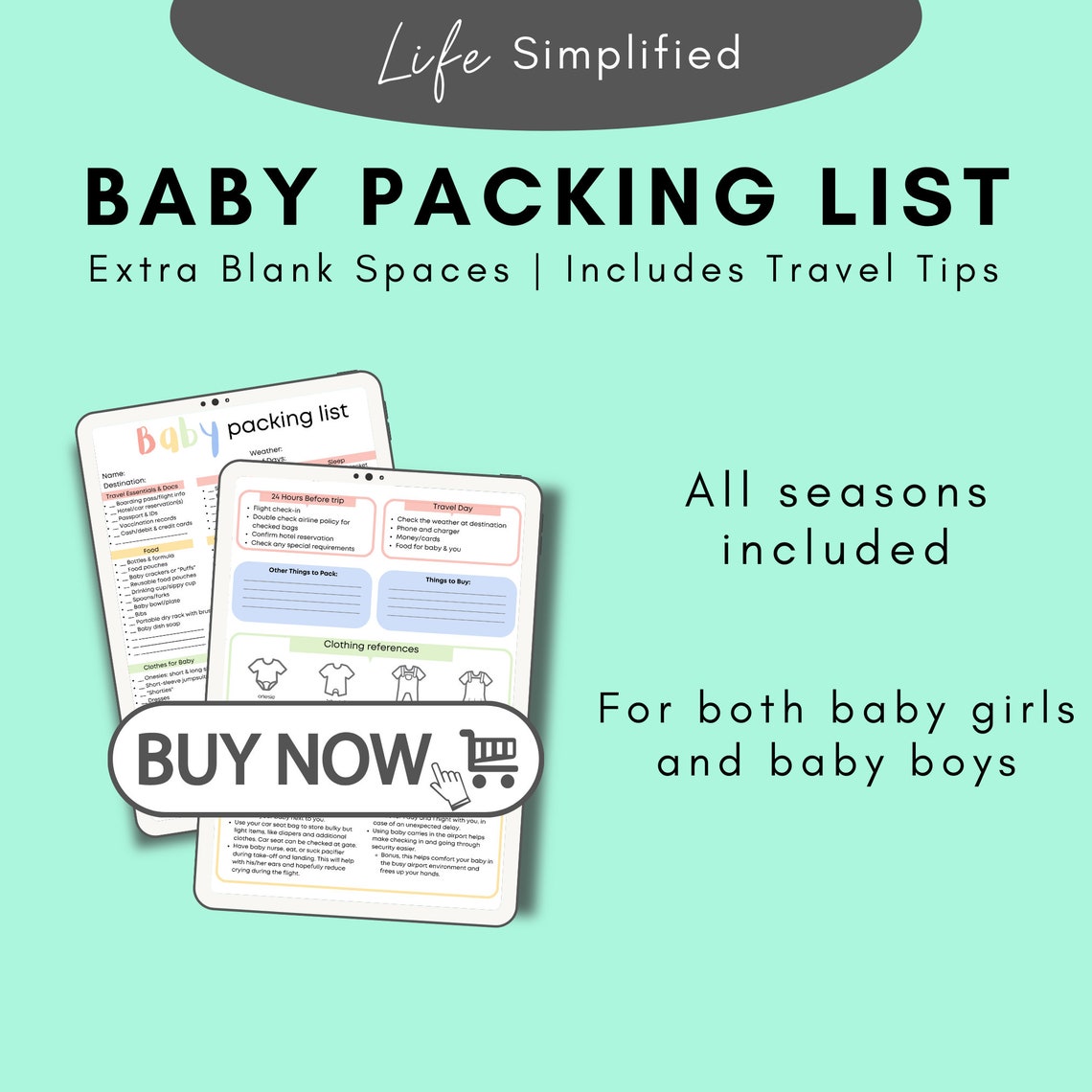 Toddler/baby Packing List Template, Travel Packing List, Baby Packing ...