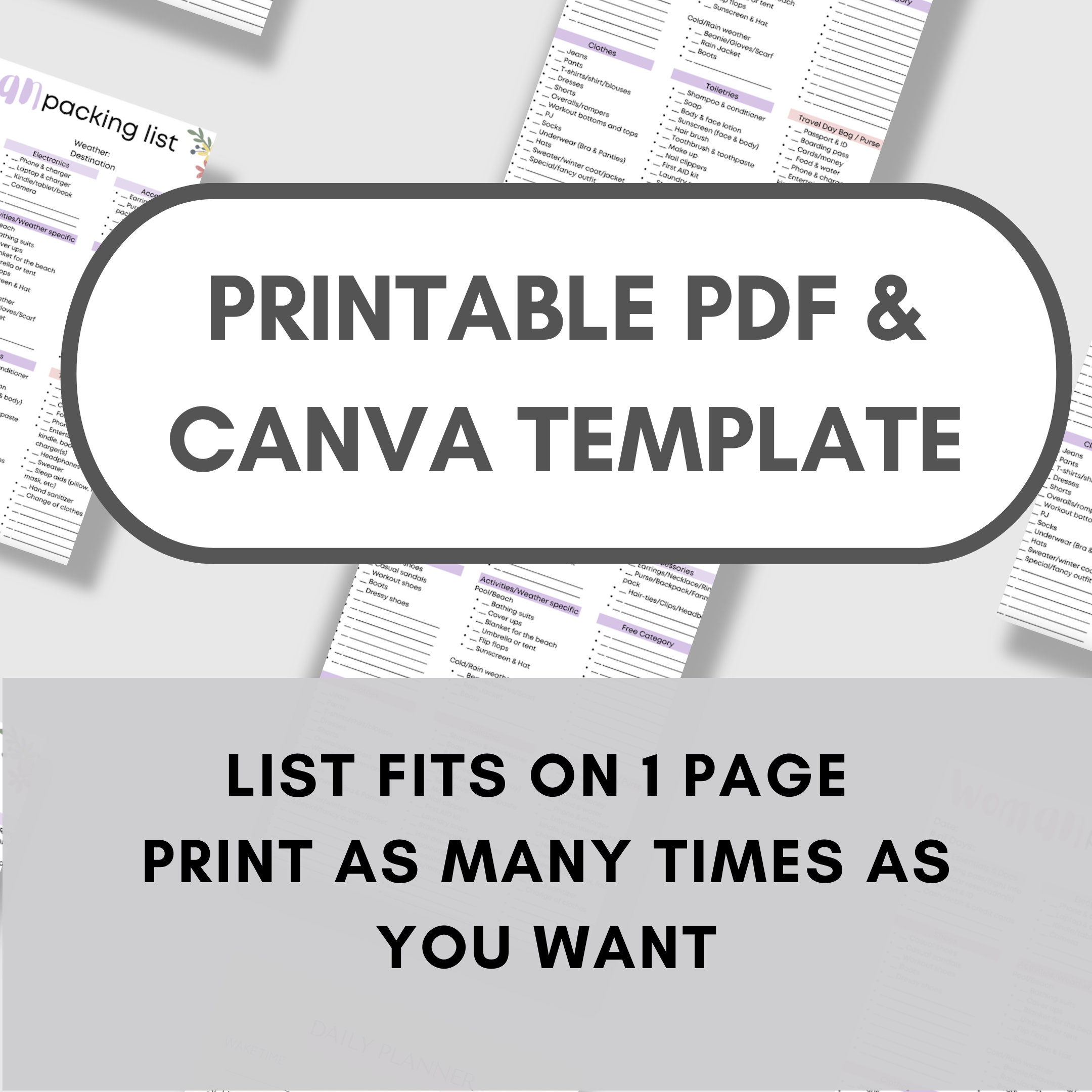 Women Packing List Template, Women Travel Packing List, Women Packing ...