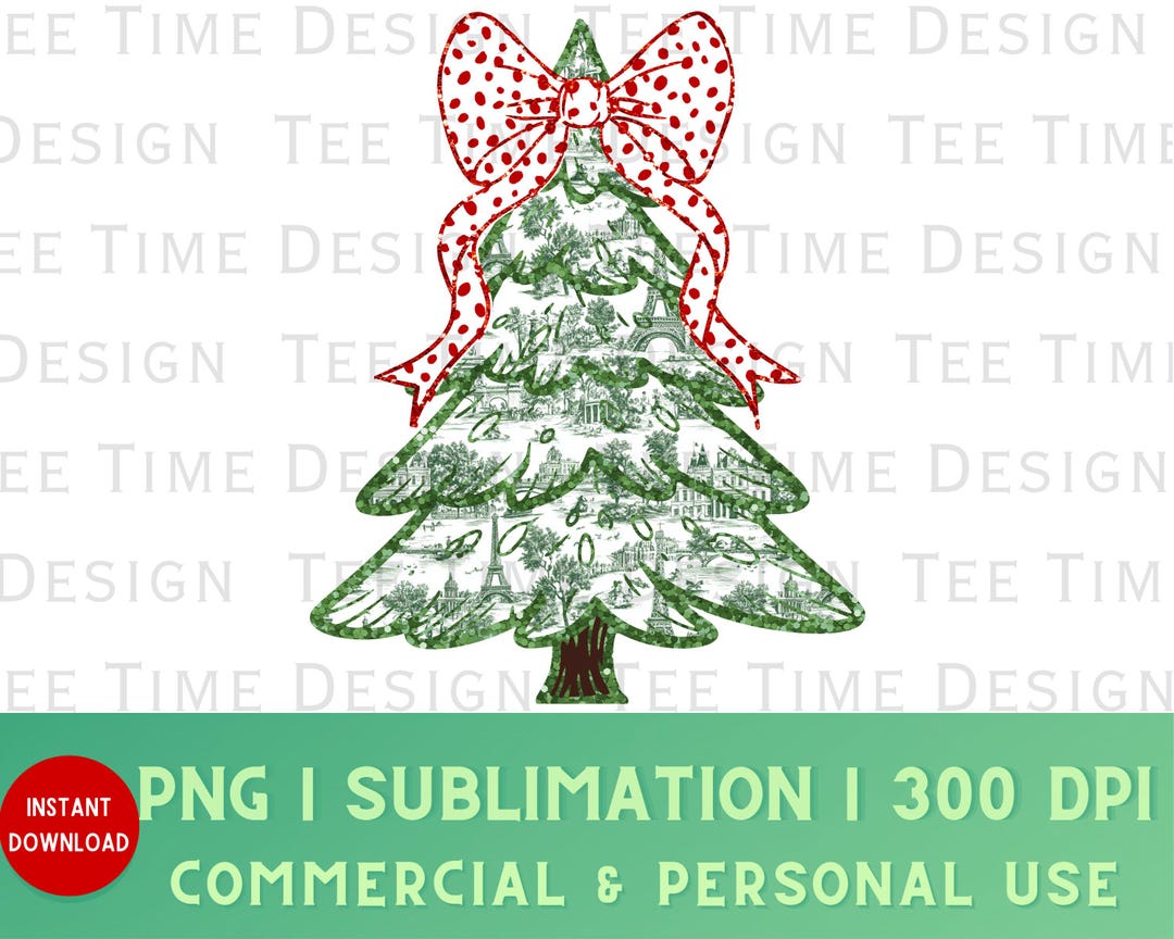 Chinoiserie Coquette Gold Glitter Christmas Tree PNG, Green Toile ...