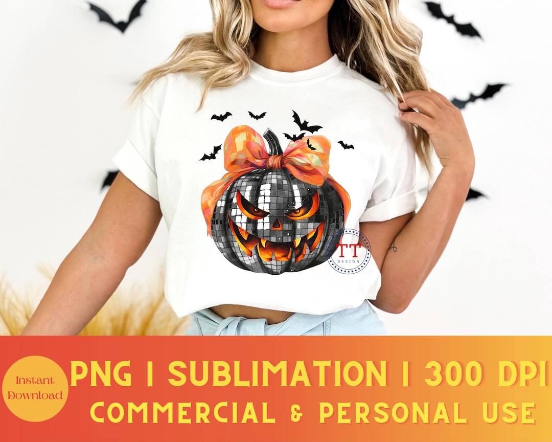 Disco Pumpkin PNG, Disco Ball Png, Jack O Lantern Png, Coquette Bow Png ...