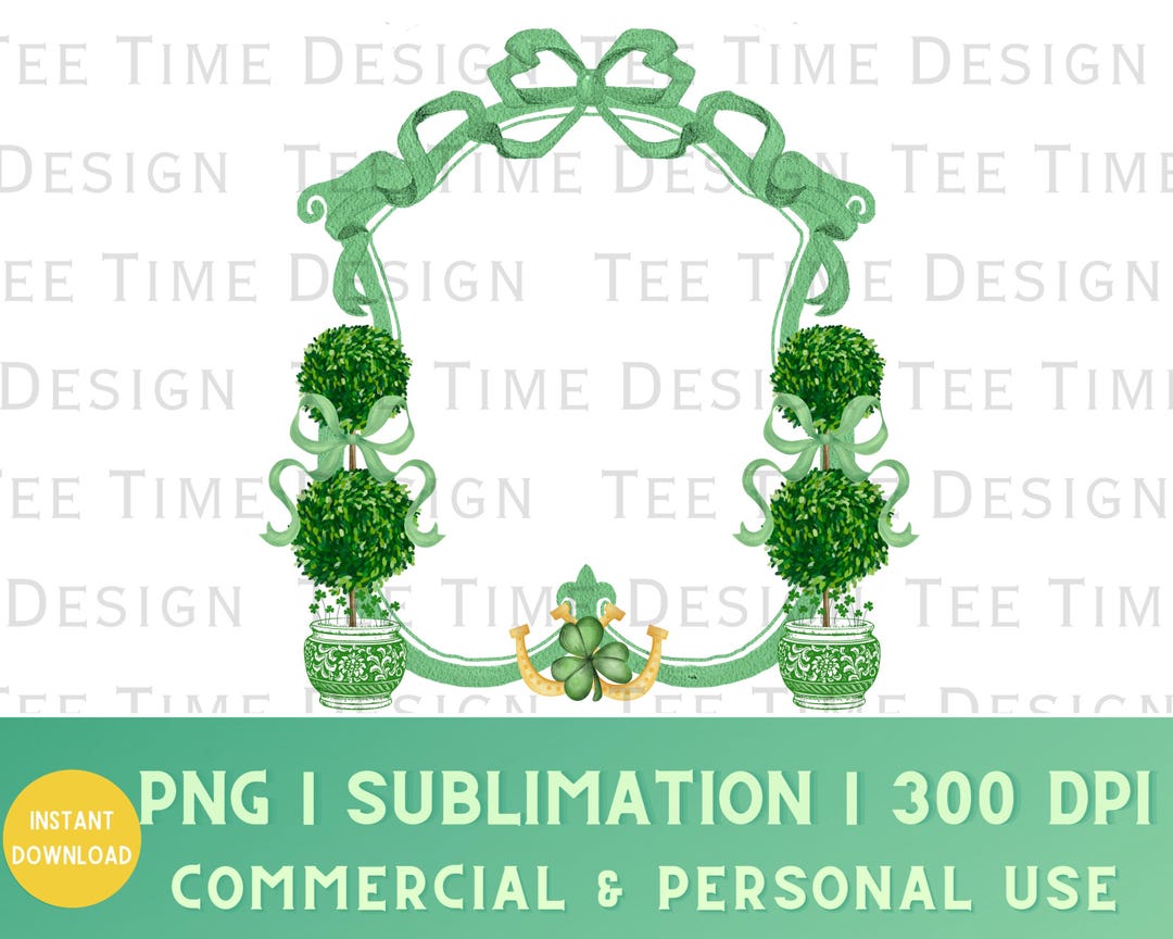 Preppy St Patricks Day Irish Chinoiserie Bow Crest Grandmillenial PNG ...