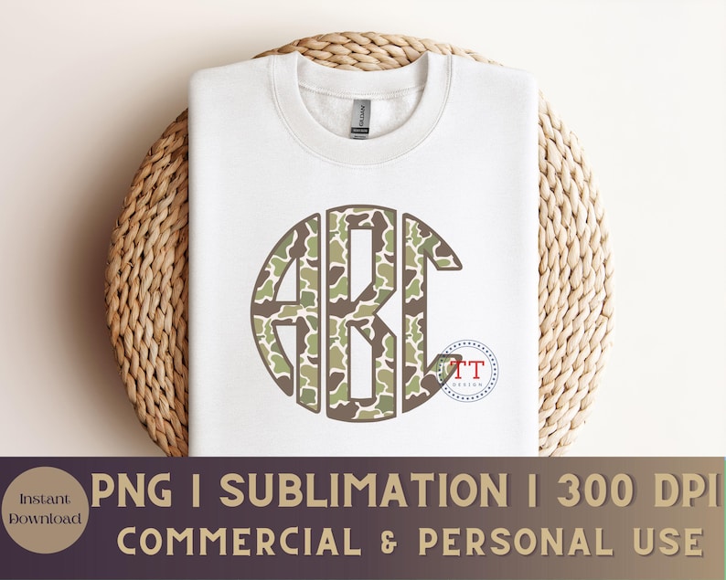 Custom Old School Camo Circle Monogram PNG Duck Hunting Personalized ...