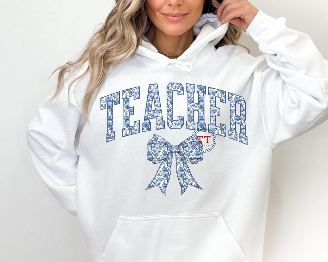 Teacher Blue Chinoiserie PNG, Dtf Png Designs,preppy Chinoiserie Design ...