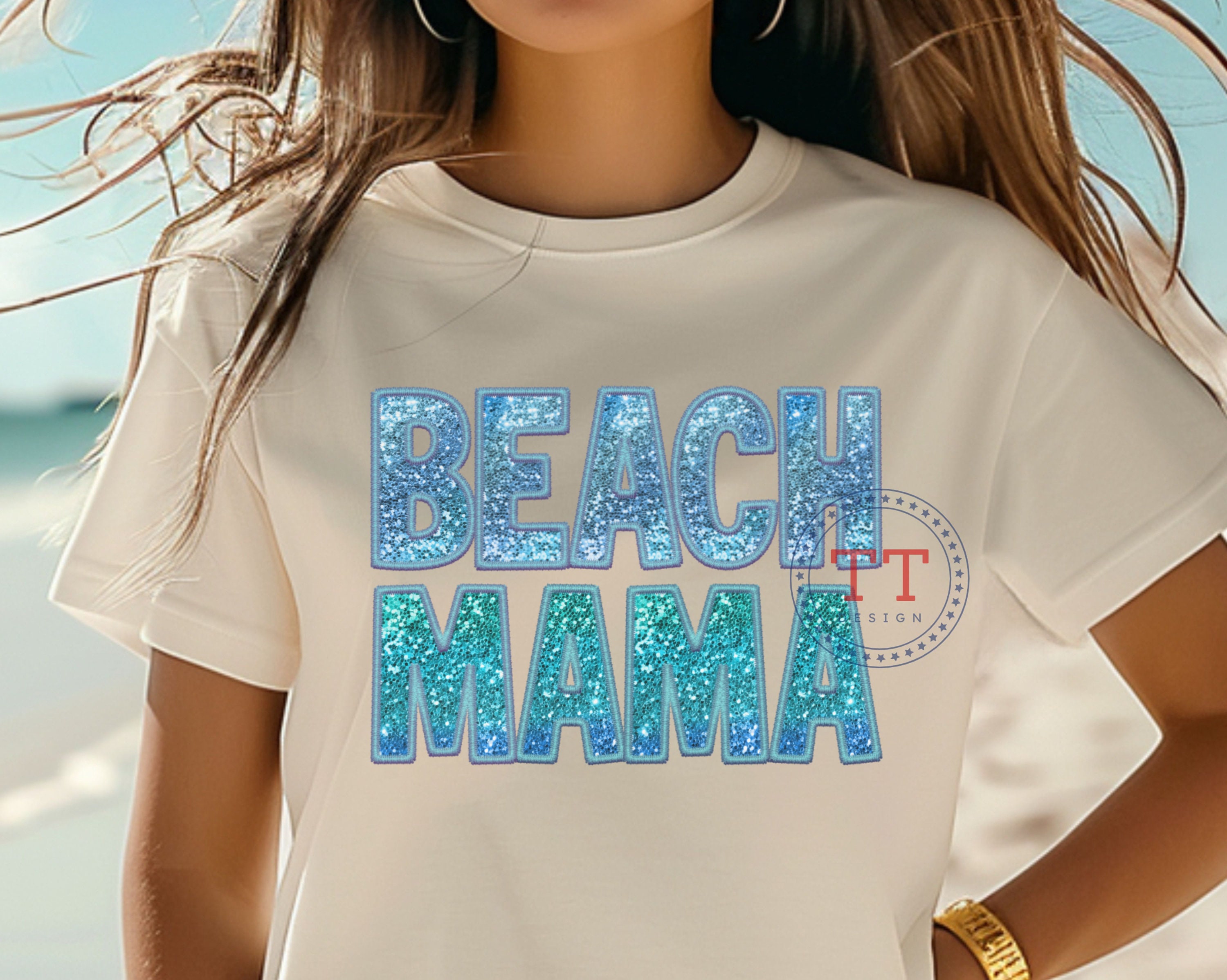 Beach Mama Faux Sequin PNG, Mama Png, Faux Sequin Png, Faux Sequin Glitter Shirt Png, Trendy ...