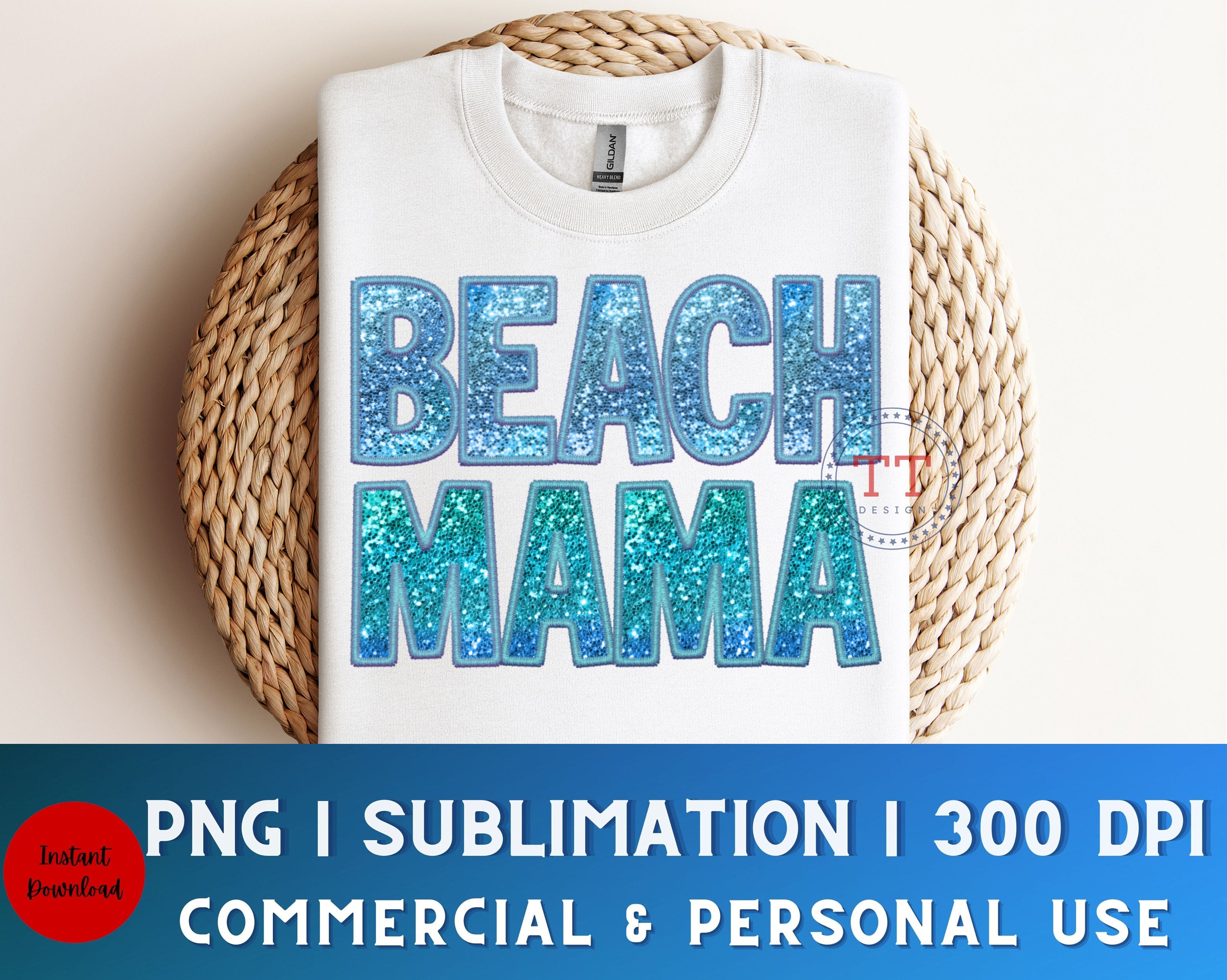 Beach Mama Faux Sequin PNG, Mama Png, Faux Sequin Png, Faux Sequin Glitter Shirt Png, Trendy ...