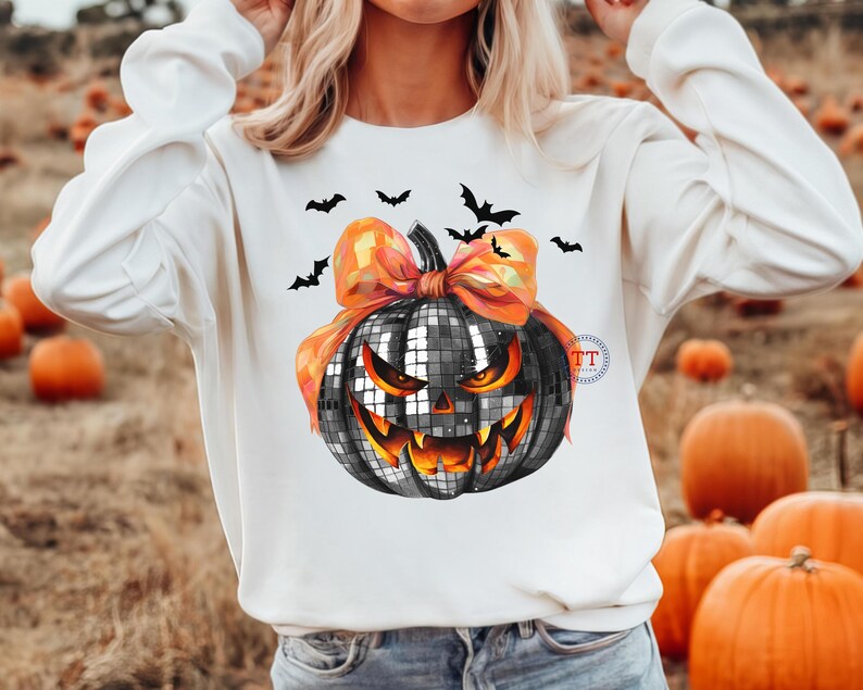 Disco Pumpkin PNG, Disco Ball Png, Jack O Lantern Png, Coquette Bow Png ...
