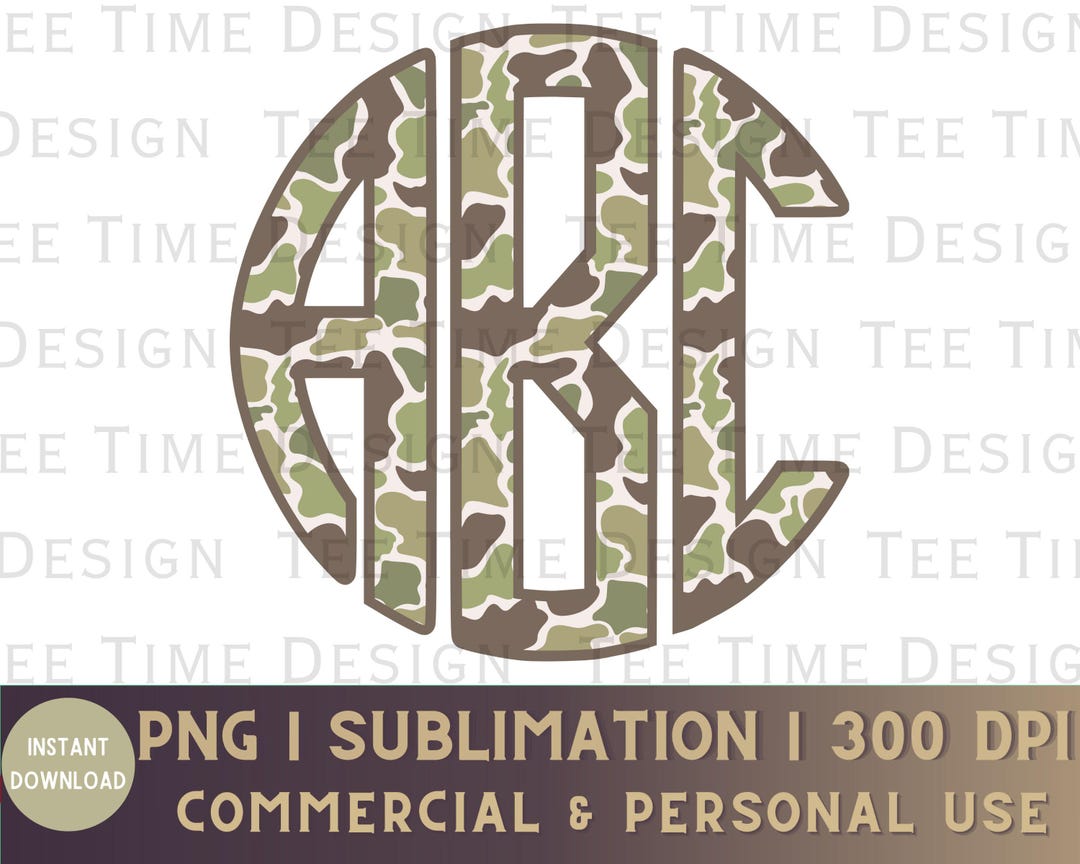 Custom Old School Camo Circle Monogram PNG Duck Hunting Personalized ...