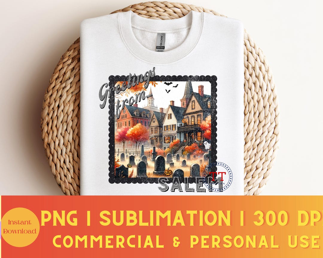 Salem PNG, Halloween Png, Witch Png, Spooky Season Png, Vintage Design ...