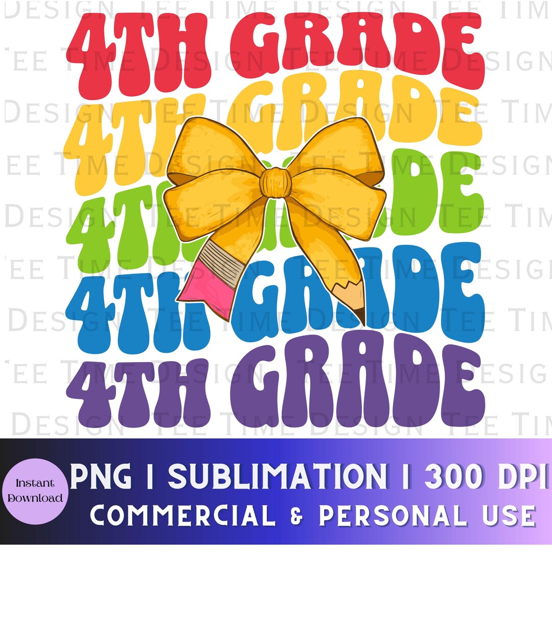 4rd Grade Coquette PNG, Pencil Bow Png, Back to School Png, Coquette ...
