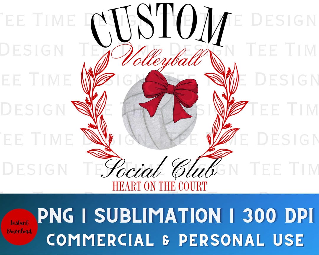 Custom Volleyball Social Club PNG College High School Team Sports ...