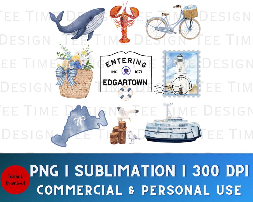 Martha's Vineyard Summer Collage PNG, Beach Vacation Design (digital ...