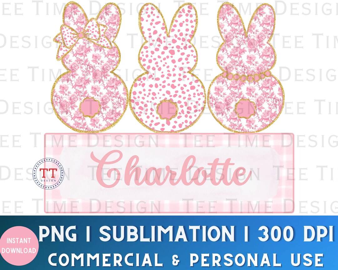Custom Chinoiserie Easter Peeps PNG Personalized Kid’s Coquette Pink ...