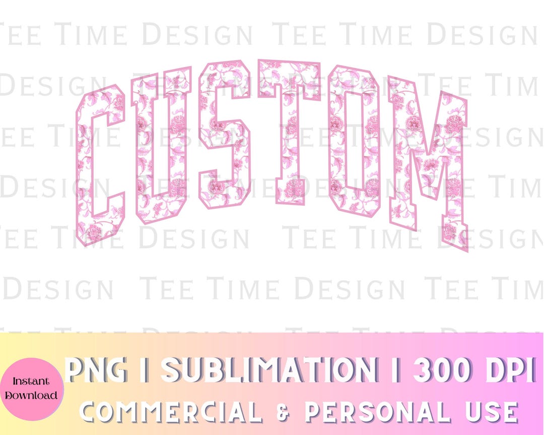 Custom Varsity Pink and White Chinoiserie Png, Pink and White Athletic ...