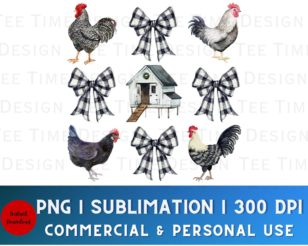 Coquette Chicken PNG, Chicken Png, Buffalo Check Bow, Farm Animals ...