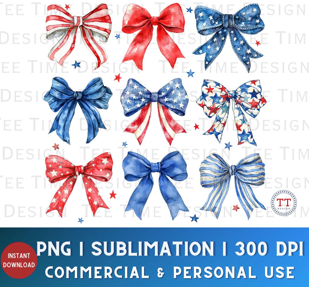 Patriotic Coquette Bows PNG, Country Fun Trendy Patriotic, 3X3 Grid ...