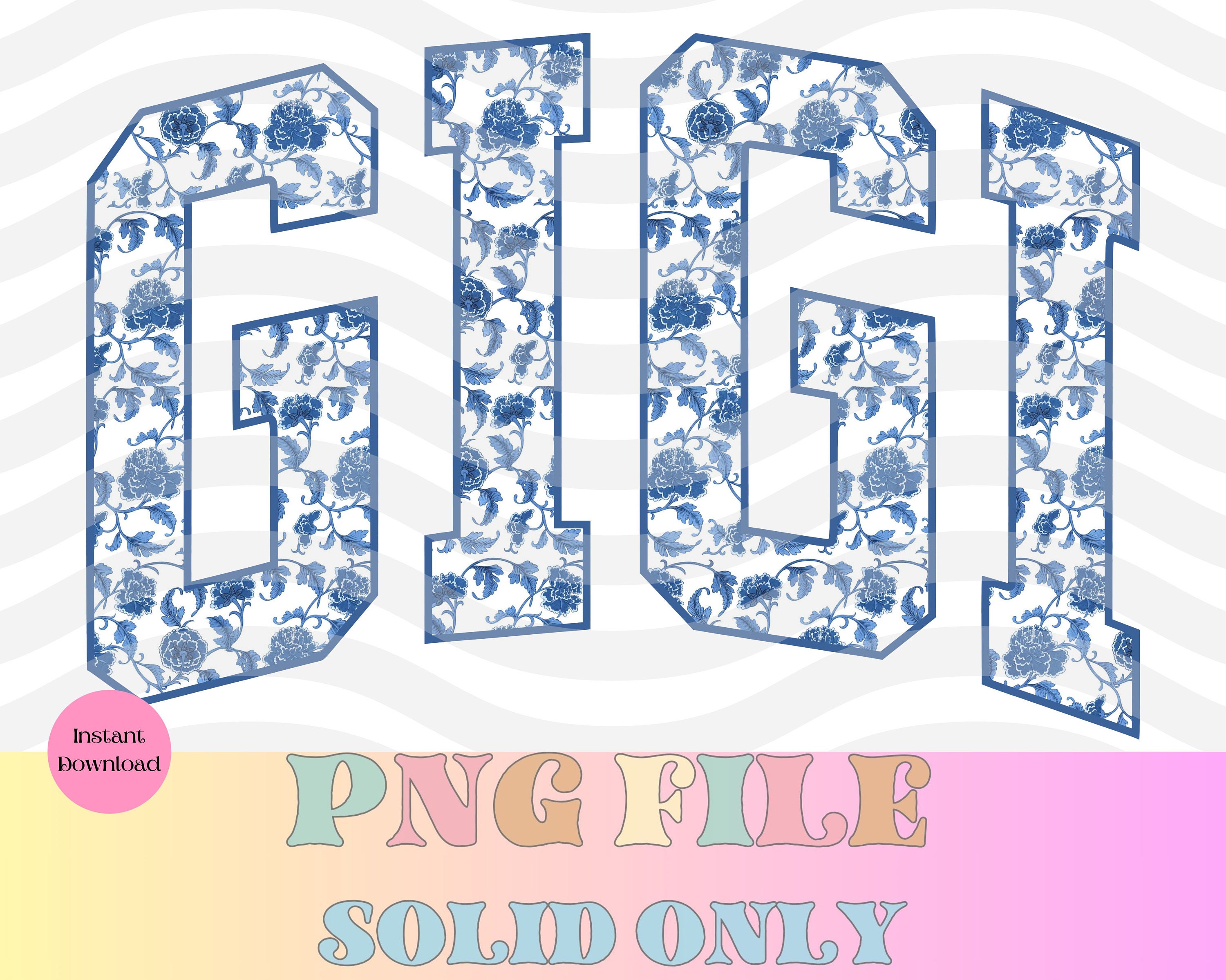 Gigi Blue Chinoiserie PNG, Gigi Sublimation Design, Preppy Chinoiserie ...