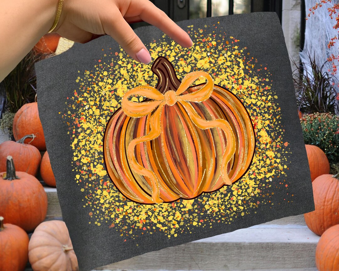 Bright Preppy Paint Splatter Pumpkin Png Design, Brushstroke Faux Gold ...