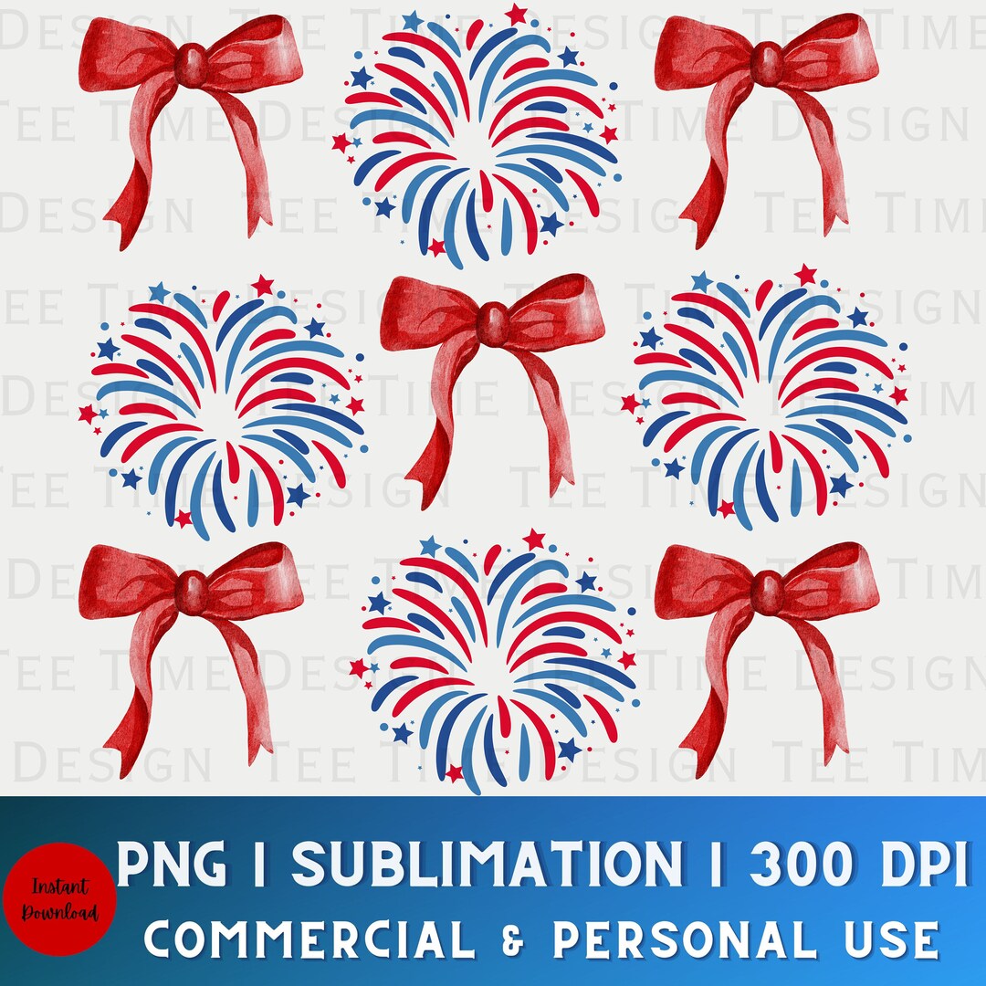 Coquette 4th of July Fireworks PNG, Coquette Bow Png, Patriotic Png ...