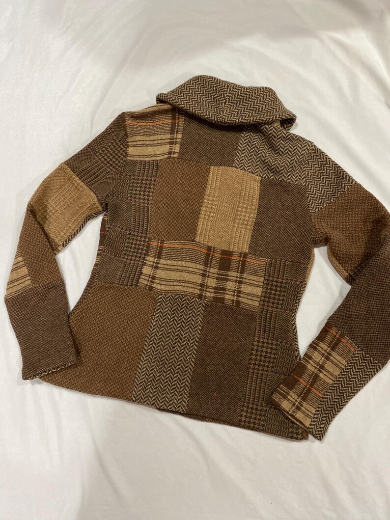 Vintage Lauren Ralph Lauren Lambswool Patchwork Shawl Collar Cardigan Sweater Size L - Etsy