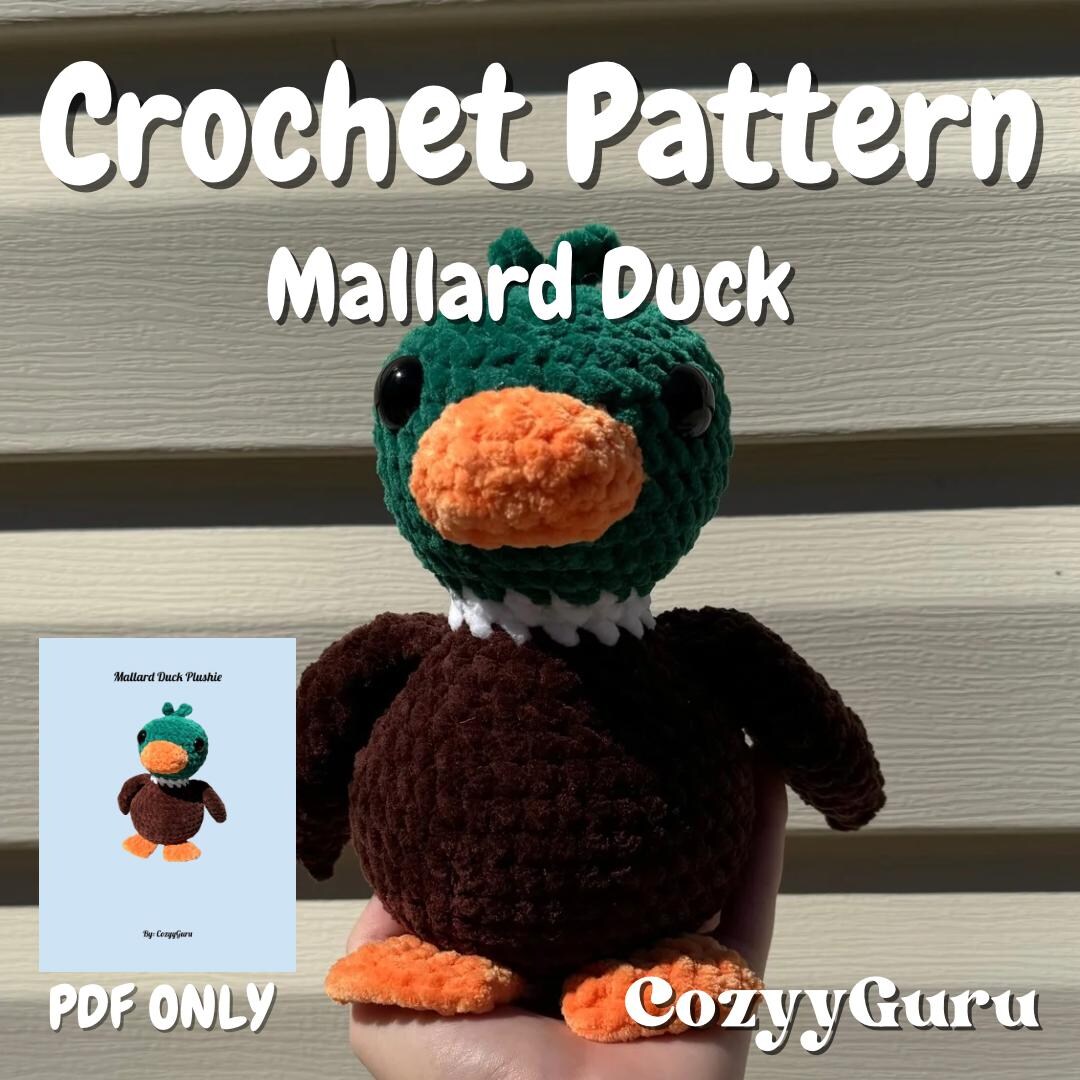 Mallard Duck Plushie PDF Low Sew Crochet Pattern, Cute Crocheted ...