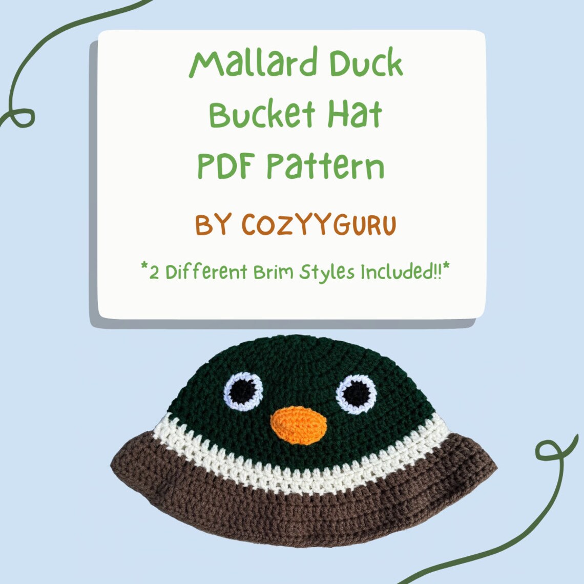 Mallard Duck Bucket Hat PDF Pattern, Bucket Hat PDF Pattern, Mallard ...