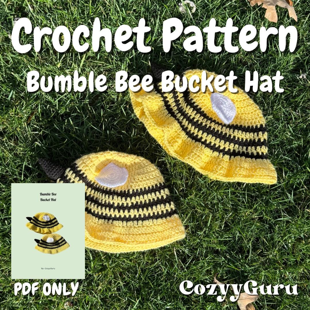 Bumble Bee Bucket Hat PDF Pattern, Bucket Hat PDF Pattern, Crochet ...