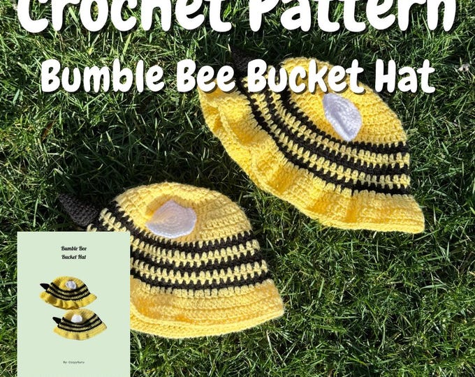 PDF Bumblebee Bucket Hat Crochet PATTERN | Handmade Bee Hat With Frilly ...