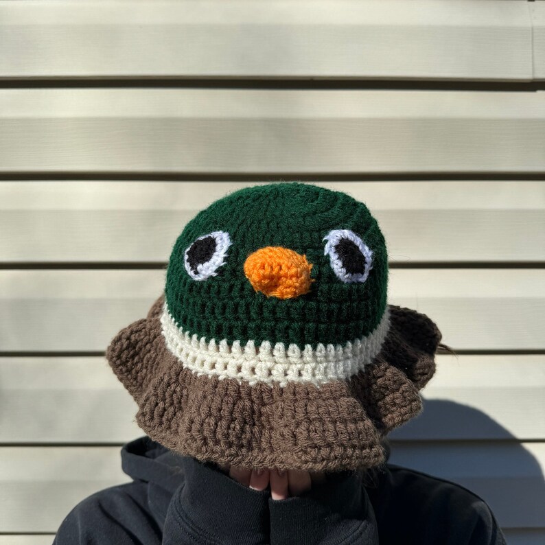Crochet Mallard Duck Bucket Hat, Mallard Hat, Crochet Bucket Hat ...