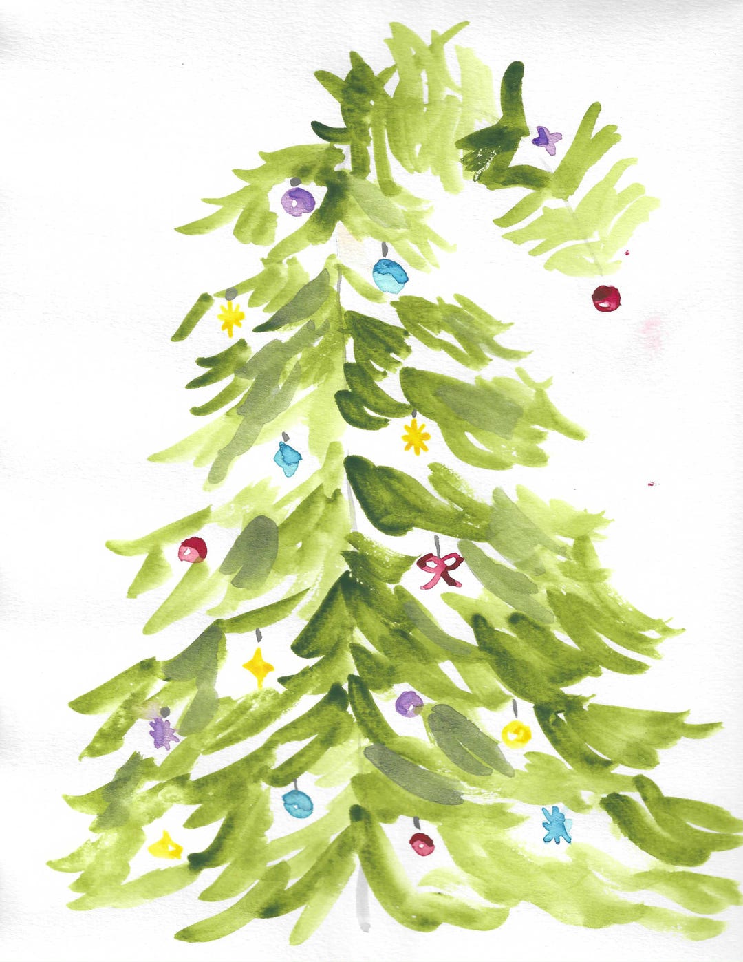 Watercolor Christmas Tree - Etsy