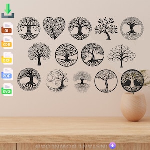 Tree Bundle Svg Eps DXF CNC Plasma Laser SVG Cricut Silhouette Cuttable ...