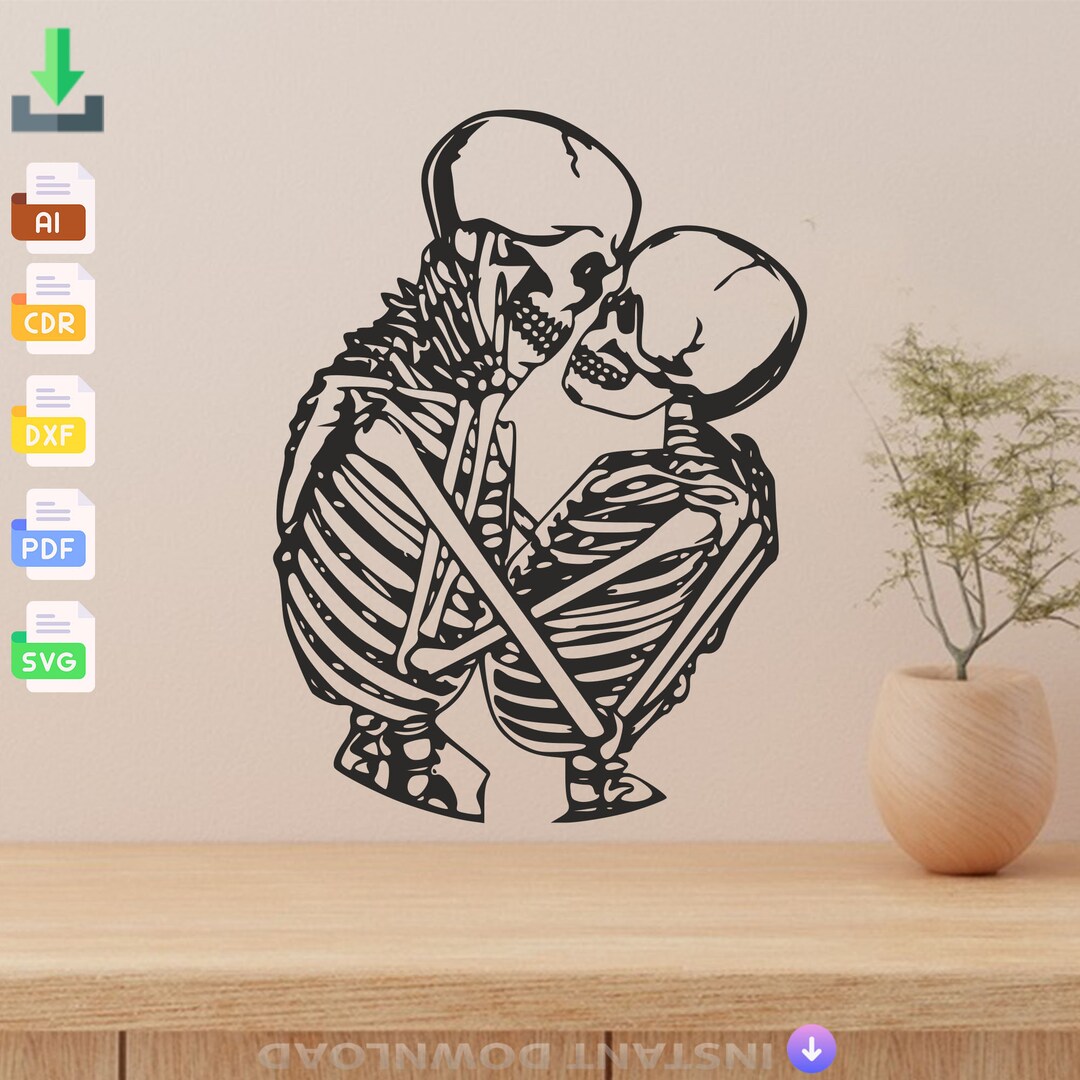 Couple Skeleton Lovers Metal Wall Art Laser Cut File (digital Download ...