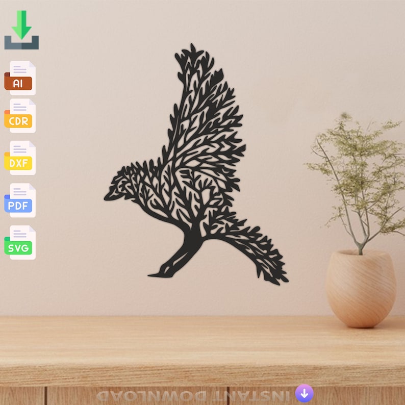 Tree Bird Wall Decoration Laser Cut Svg Dxf Glowforge CNC - Etsy