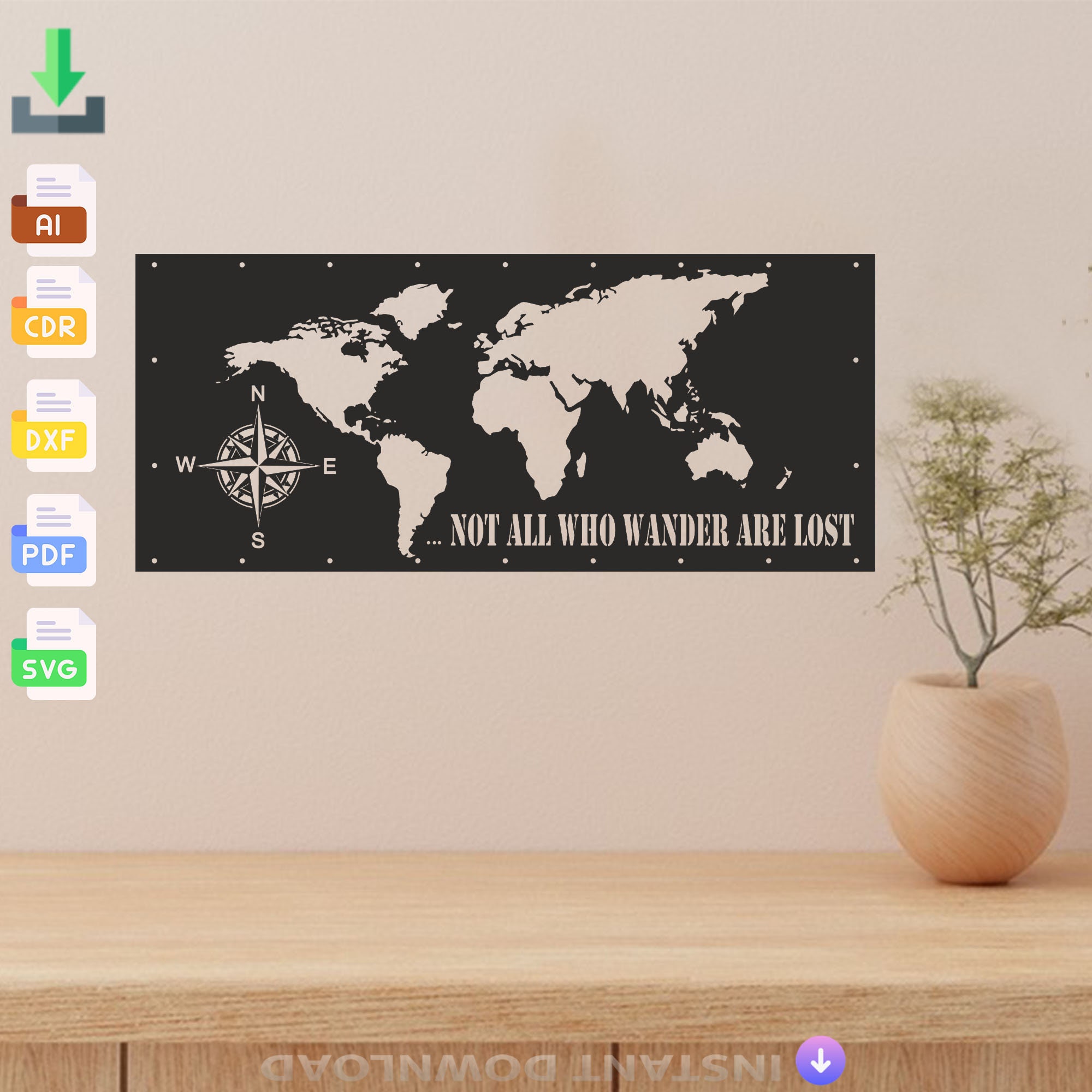 Wall Decoration World Map Laser Cut Svg Dxf Glowforge CNC - Etsy Australia