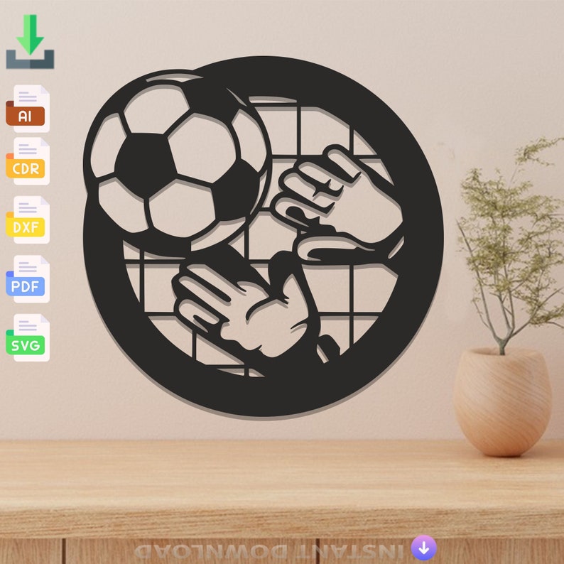 Soccer Goal Wal Art Svg File Laser Cut Svg Dxf File Wall Sticker ...
