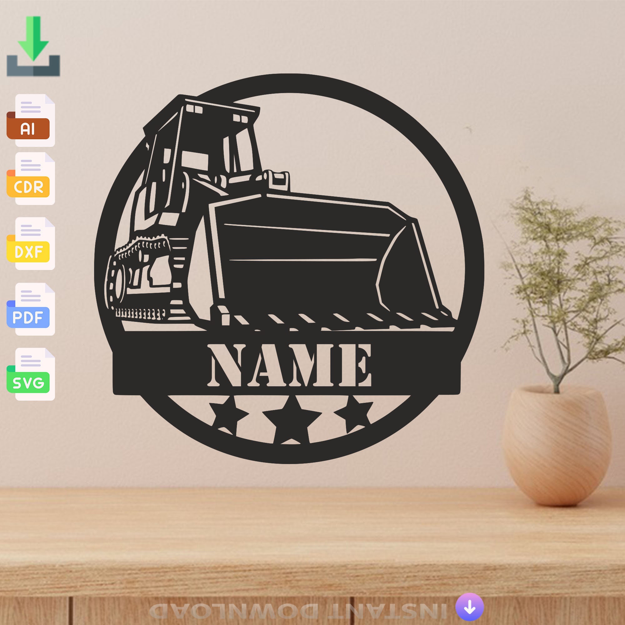 Bulldozer Dozer Design Laser Cut Svg Dxf Files Wall Sticker - Etsy Canada