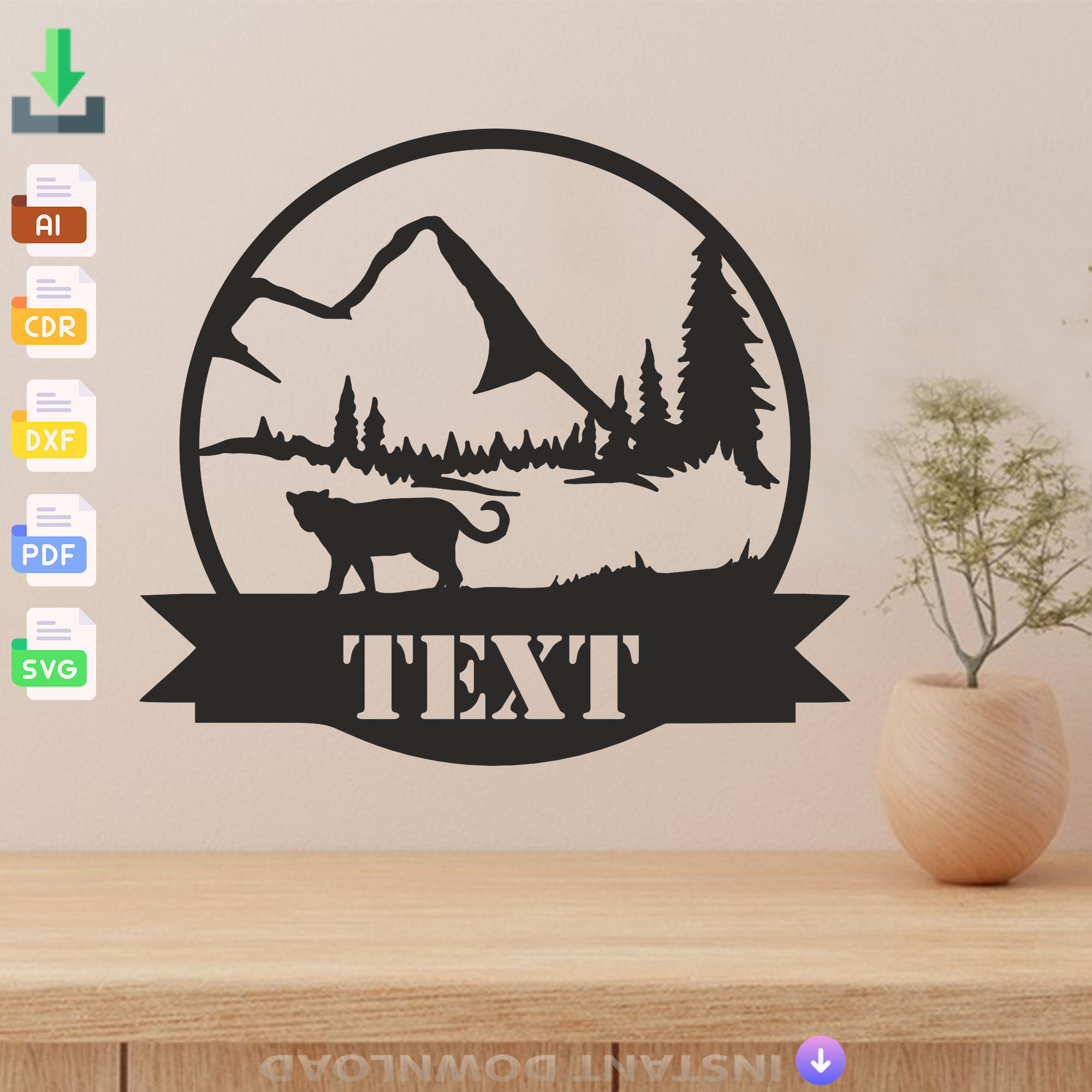 Personalized Lion Forest Monogram Svg Laser Cut Svg Dxf - Etsy