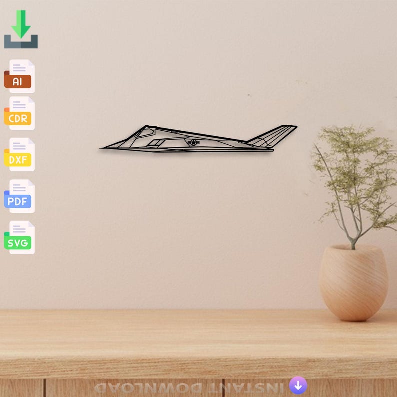 Lockheed F-117 Nighthawk Stealth Jet Vector Art (svg, Dxf, Ai, Pdf, Eps ...