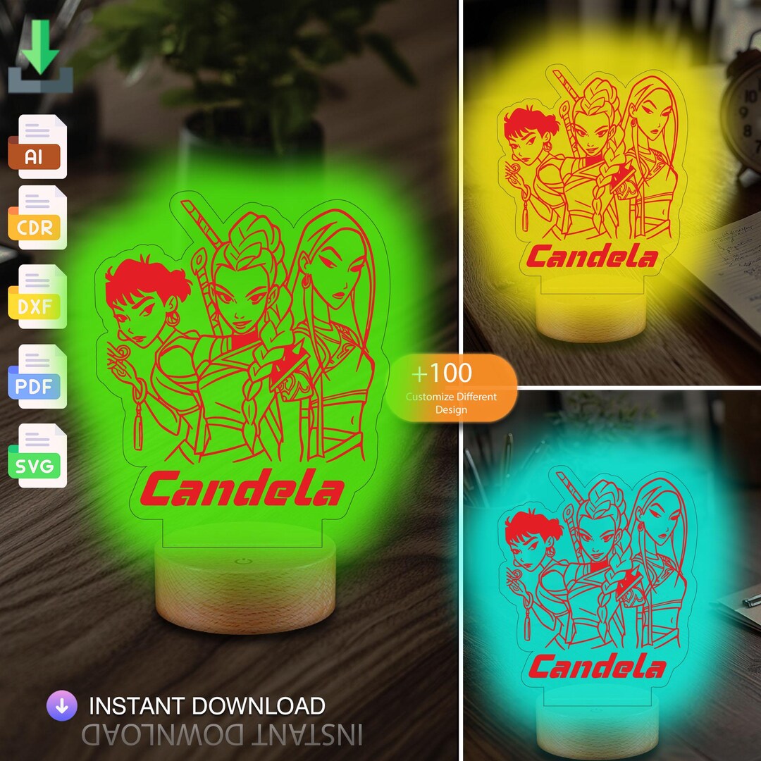 Custom Huntrix 3D Night Light Vector Files for Laser CNC (digital ...