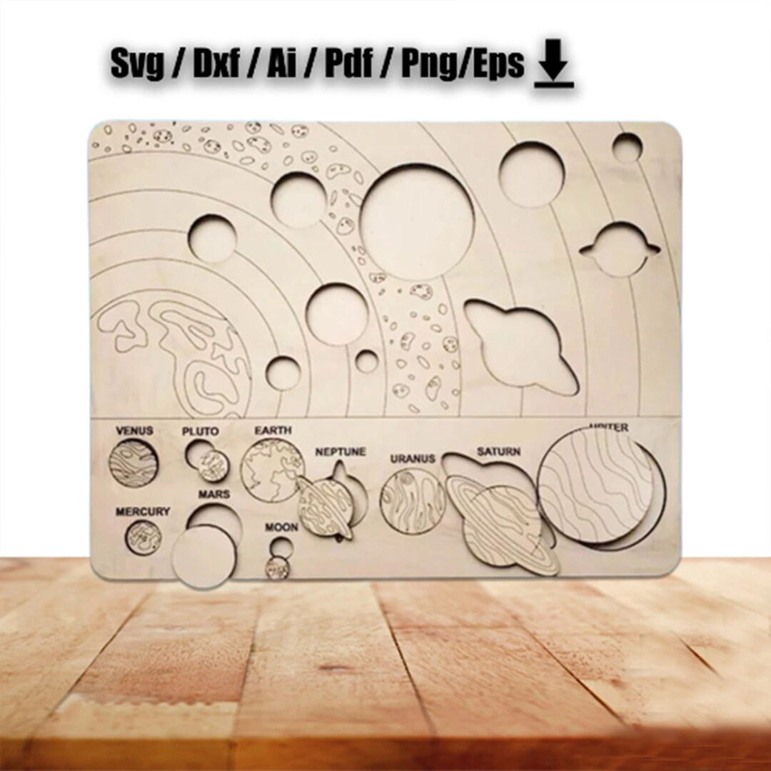 Wooden Solar System Puzzle Svg, Laser Cut, Svg, Dxf, Plan, CNC Cutting ...