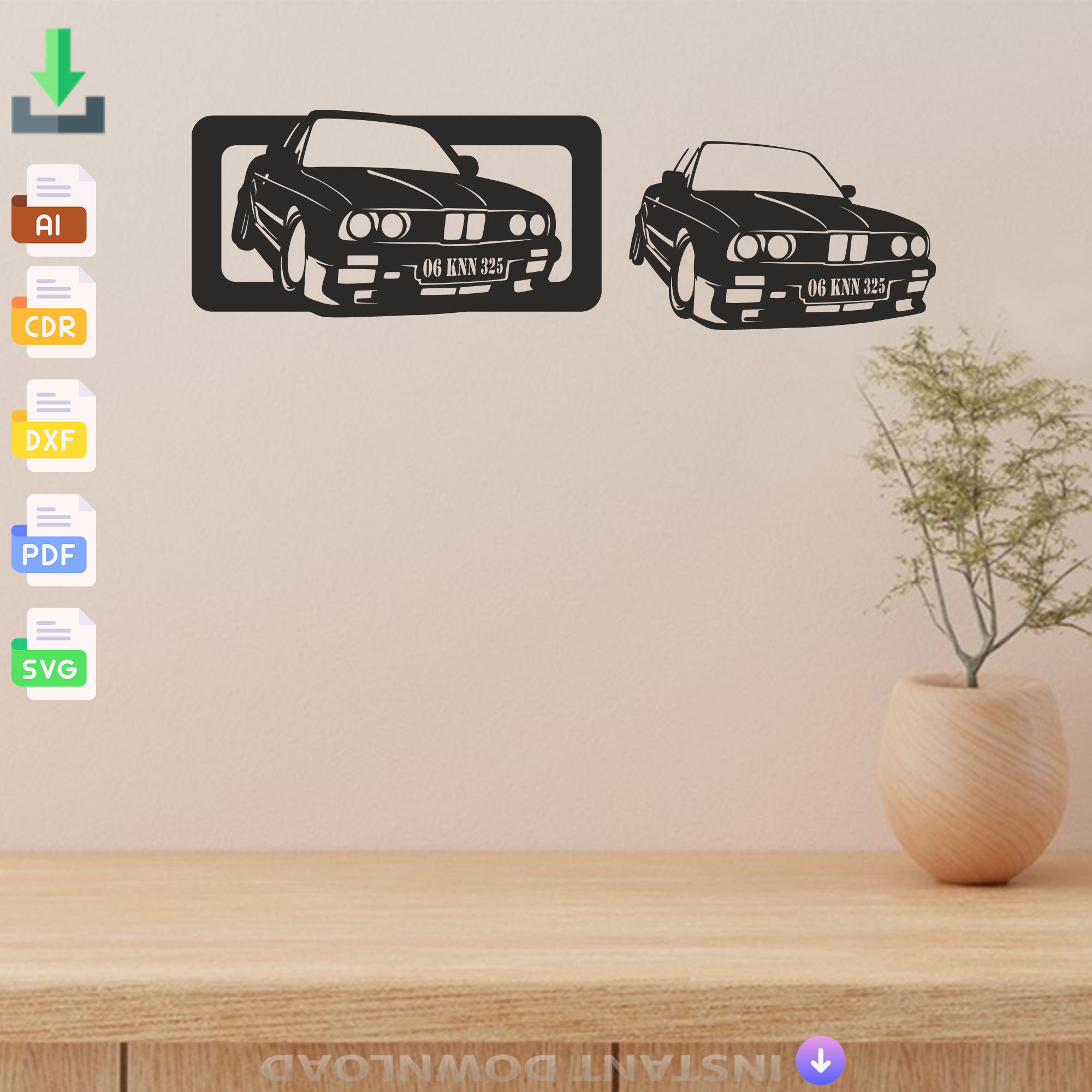 Voiture Bmw E30 Svg, E30, Plan dxf Bmw Silhouettes, découpe CNC ...
