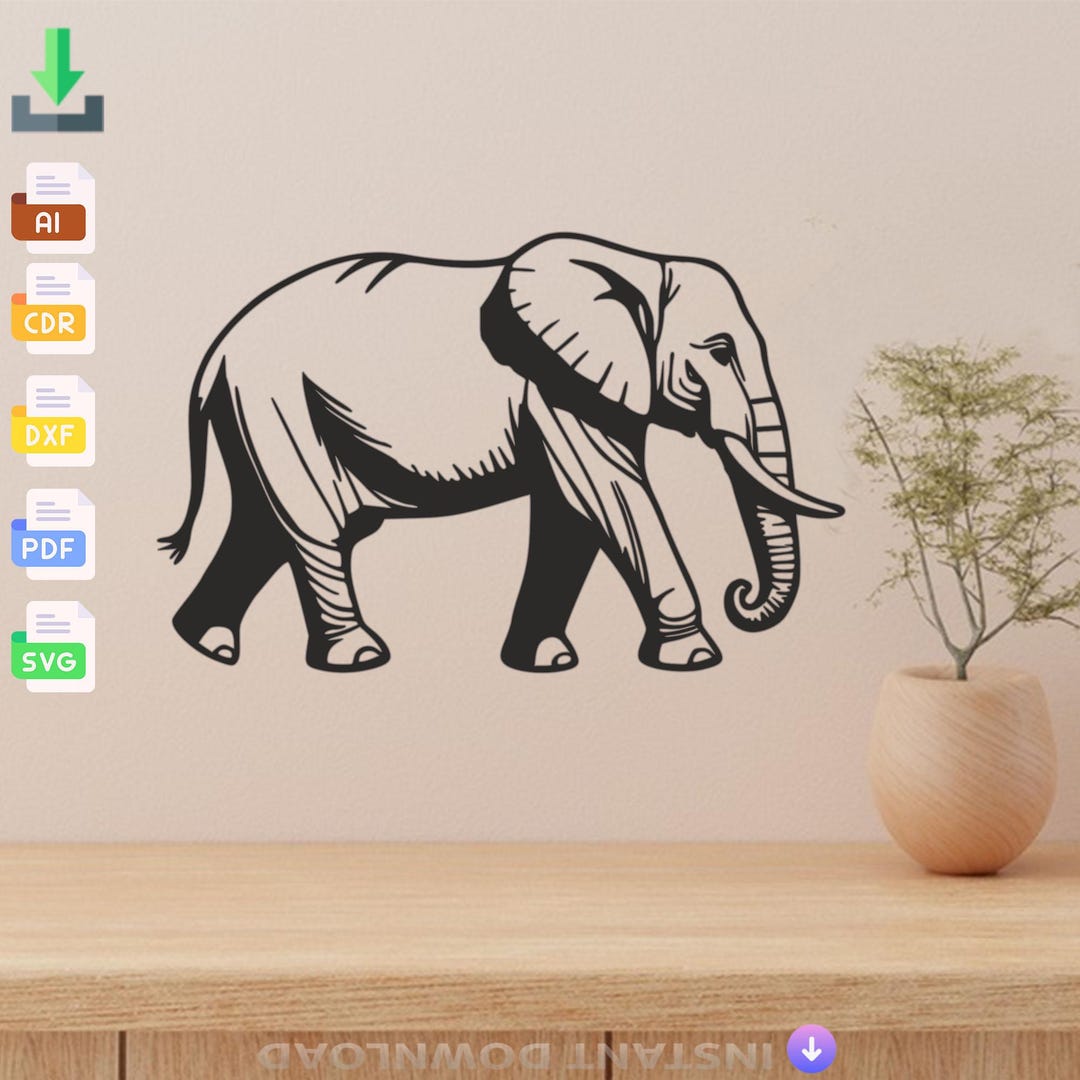 Elephant Laser Cut Design: SVG DXF Vector File (digital Download) - Etsy
