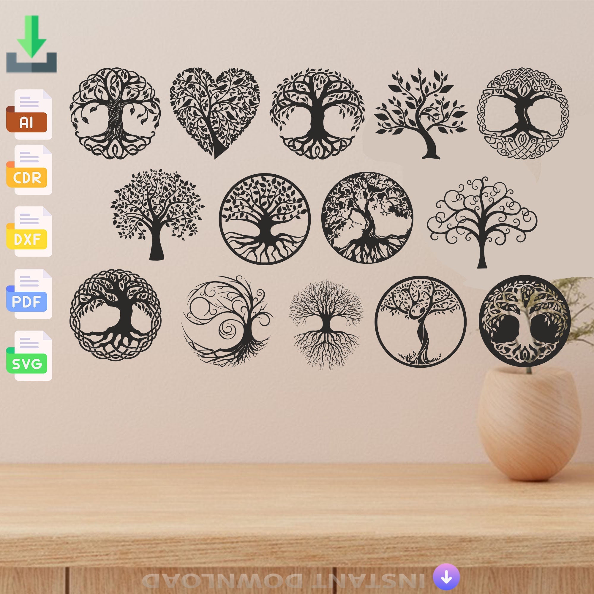 Tree Bundle Svg Eps DXF CNC Plasma Laser SVG Cricut Silhouette - Etsy