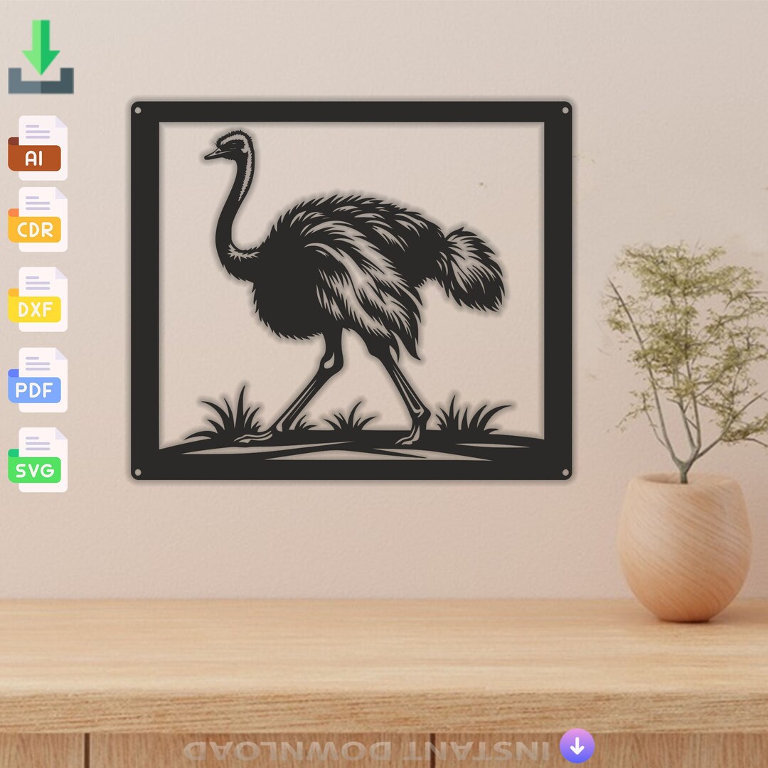 Ostrich Wall Decor: Laser Cut File (SVG, DXF, PDF) - Etsy