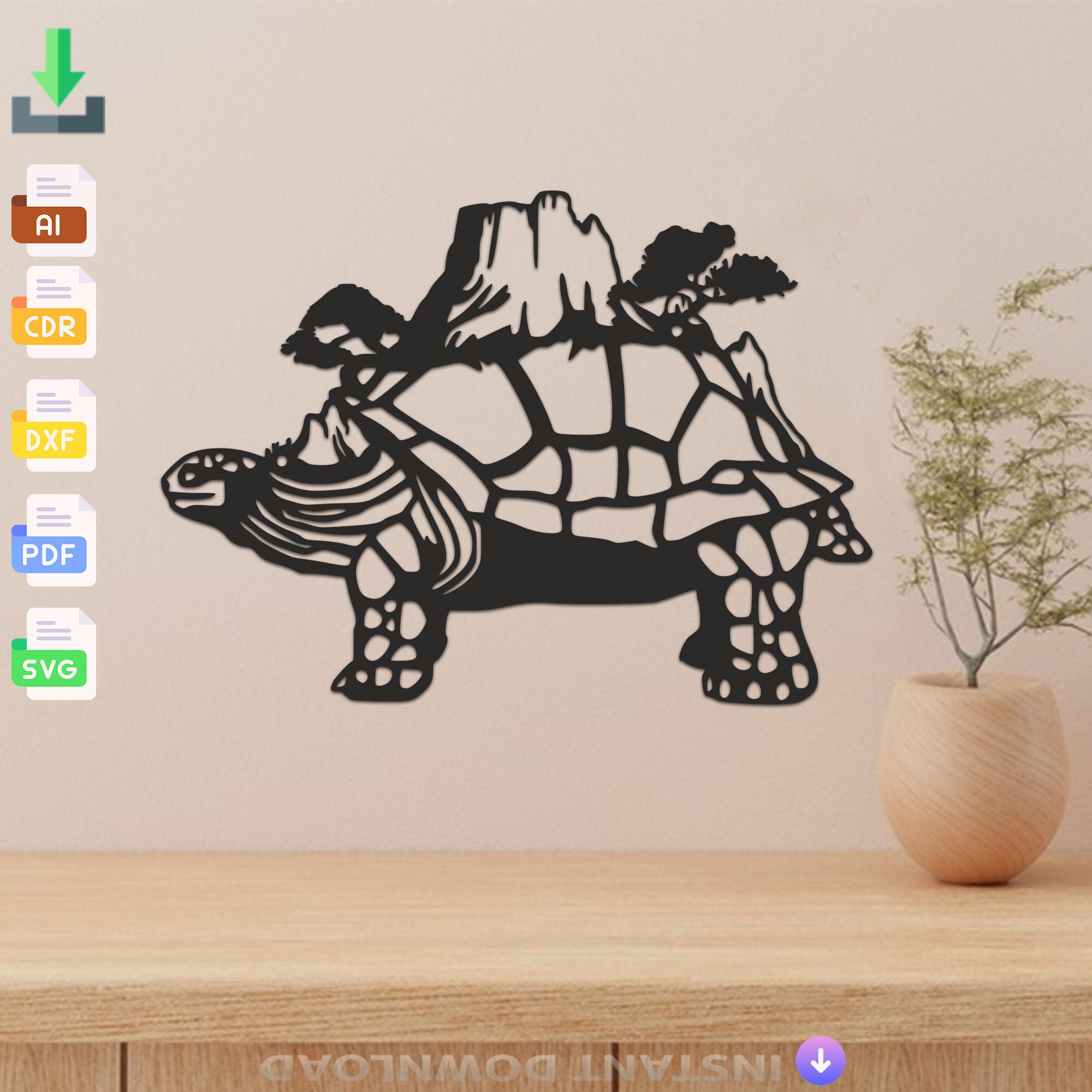 World Turtle, Volcano Wall Decoration Laser Cut, Svg, Dxf, Glowforge ...