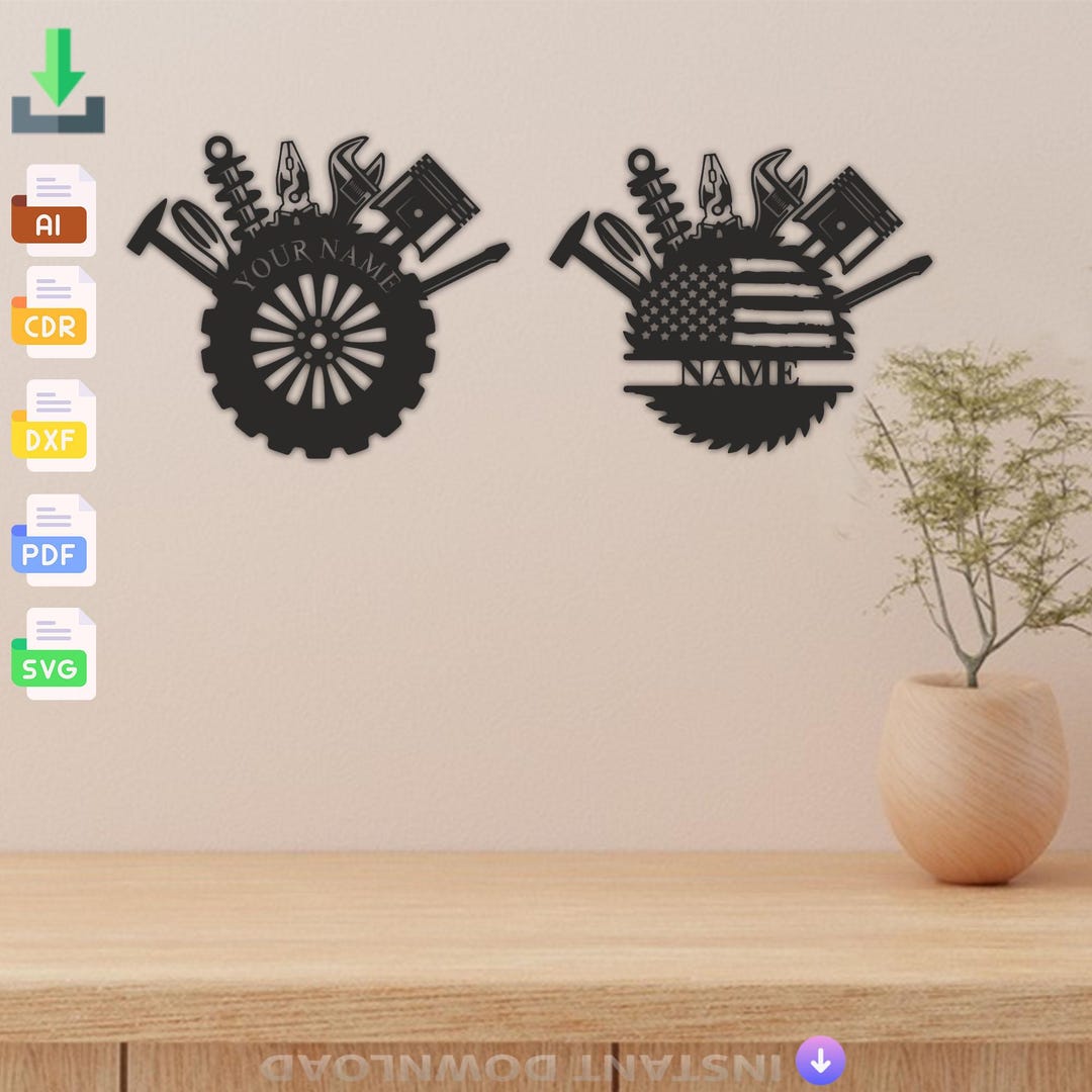 Custom Workshop Flag Wall Decor: Laser Cut Files (SVG, DXF, PDF) - Etsy